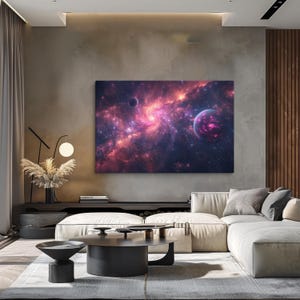 Galaxy Space Art Print, Cosmic Nebula and Planets Wall Art Decor ...