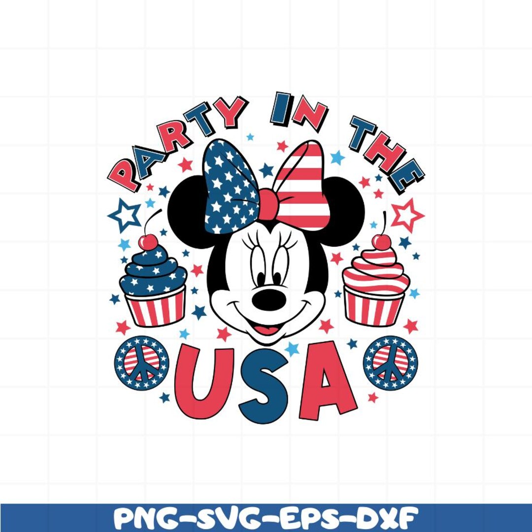Party in the USA Minnie PNG, 4th of July Cupcake Clipart, Patriotic ...