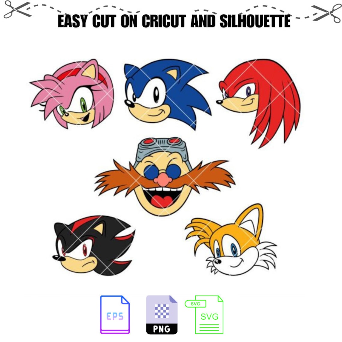 Sonic the Hedgehog Bundle Svg, Sonic Face Svg, Sonic Head Svg, Layered ...