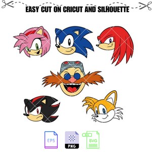 Sonic the Hedgehog Bundle Svg, Sonic Face Svg, Sonic Head Svg, Layered ...