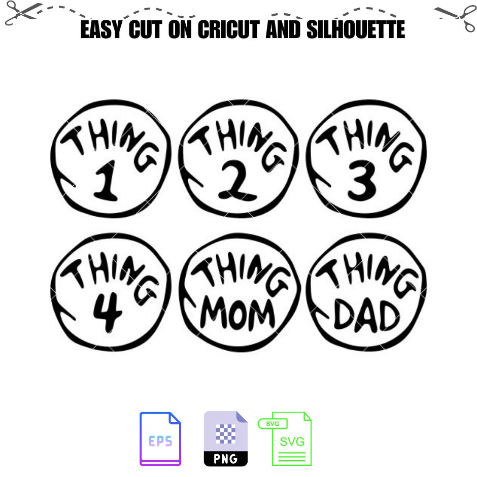 Thing 1 Thing 2 Svg, Thing Family Svg Bundle, Mom of All Things Svg ...