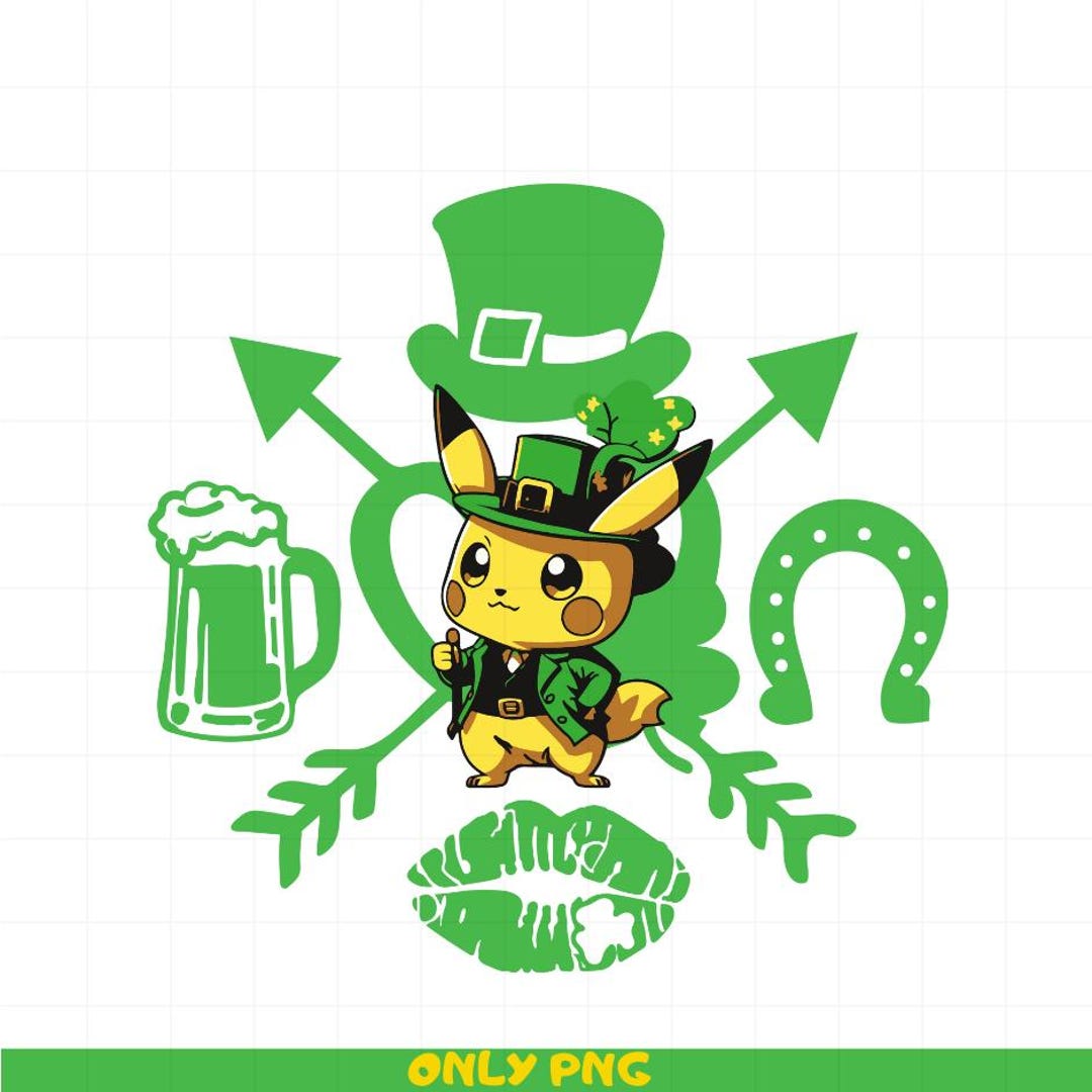 Pikachu St Patrick Day PNG, Pokemon Png, High Quality Layered Files ...