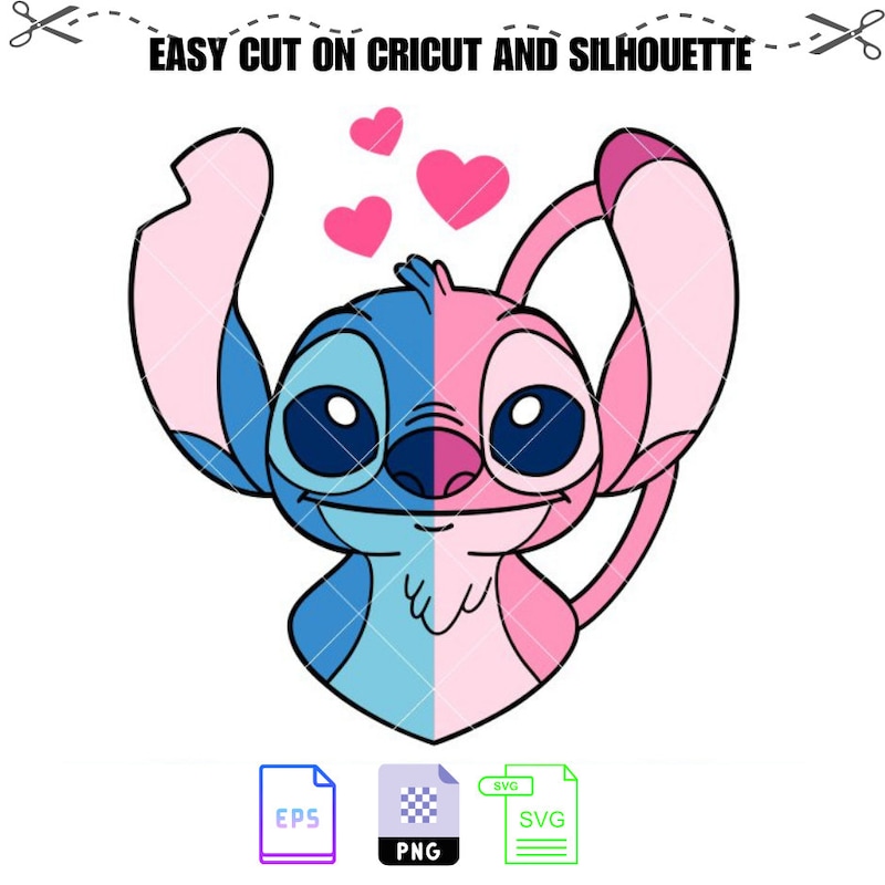 Stitch and Angel Svg - Etsy