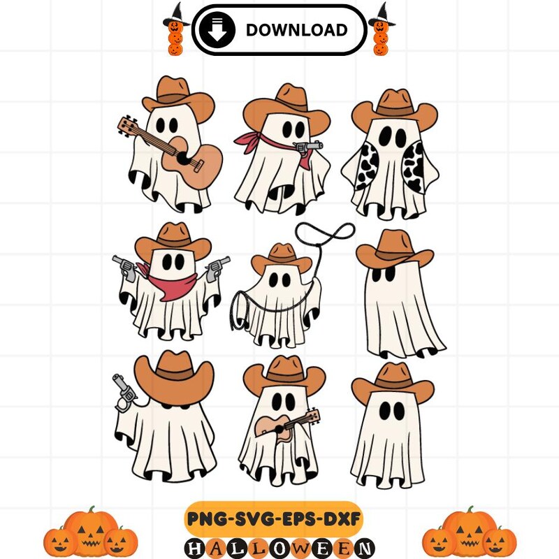 Ghost With Cowboy Hat - Etsy