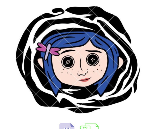 Coraline Head Svg, Coraline Button Eyes Svg, Halloween Svg, Horror Svg ...