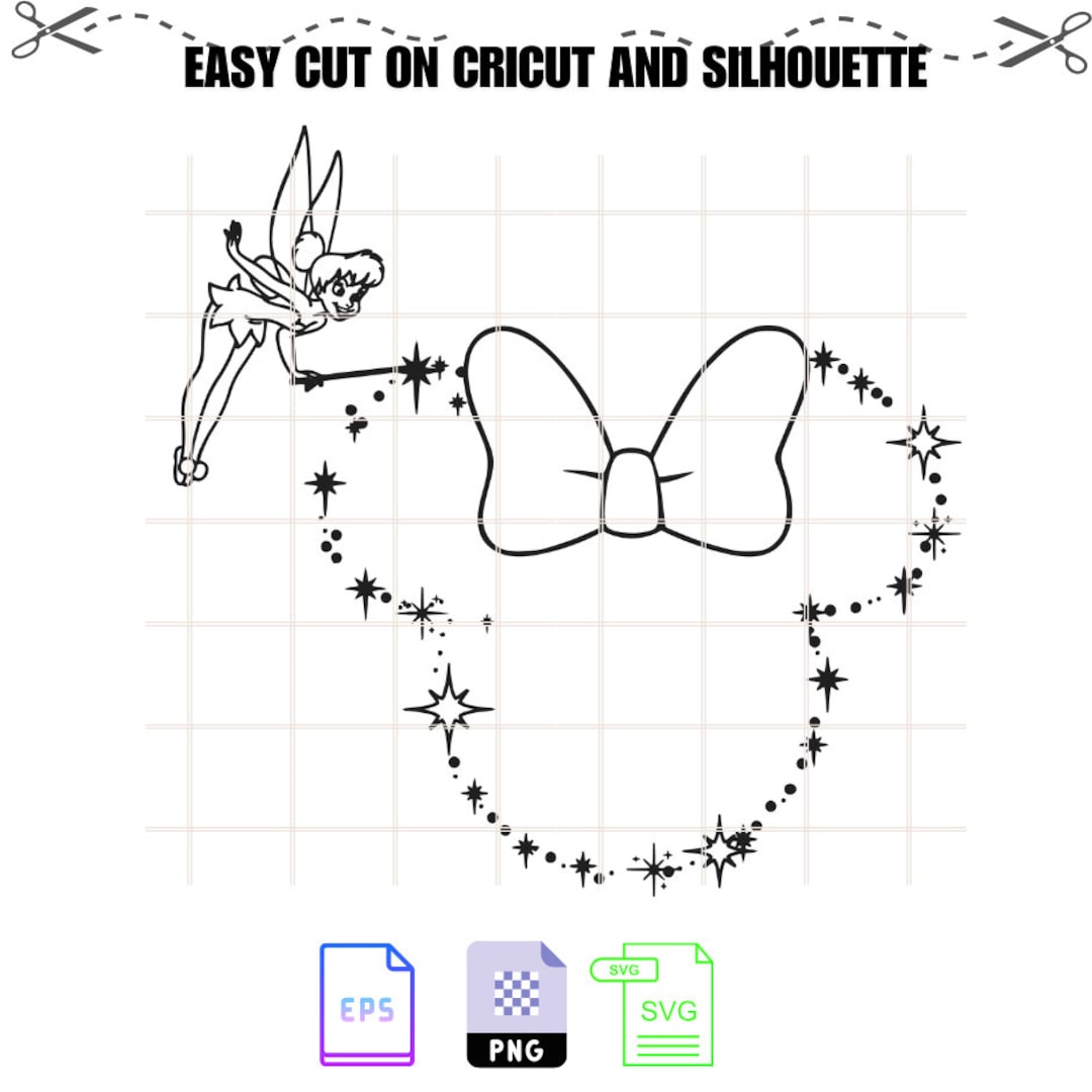 Tinkerbell Minnie Head SVG Kawaii SVG, Silhouette Vector Cut File - Etsy