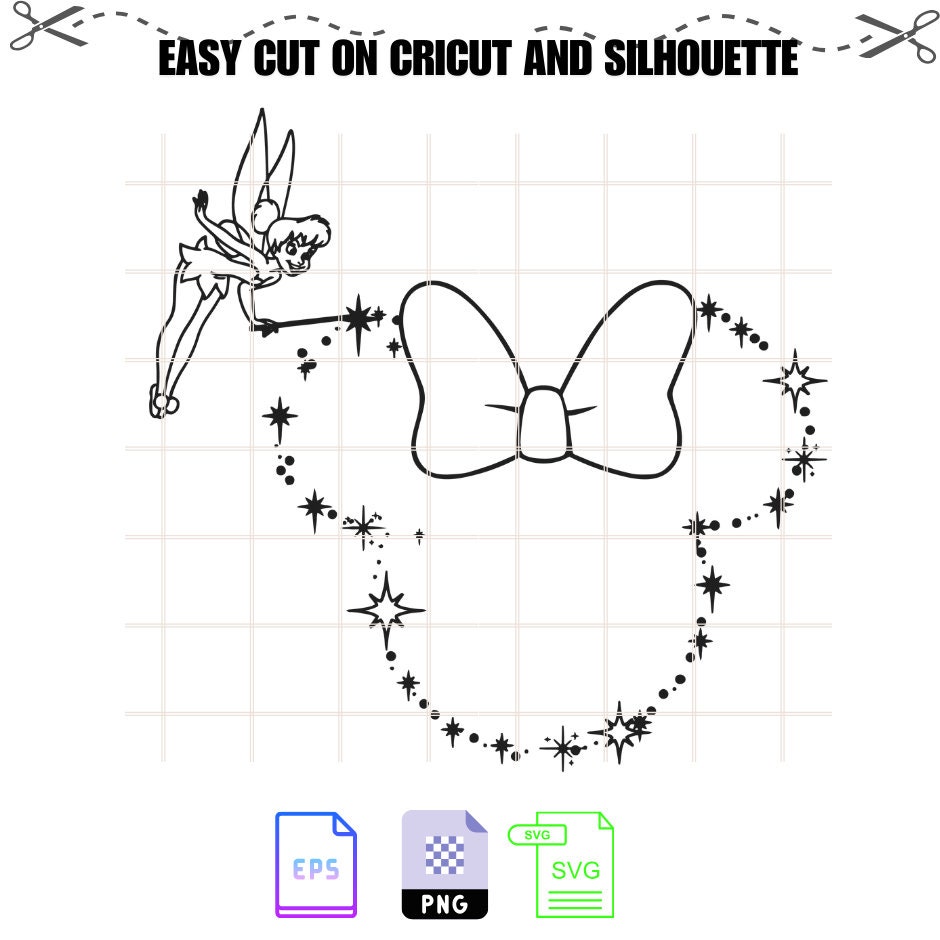 Tinkerbell Minnie Head SVG Kawaii SVG, Silhouette Vector Cut File - Etsy