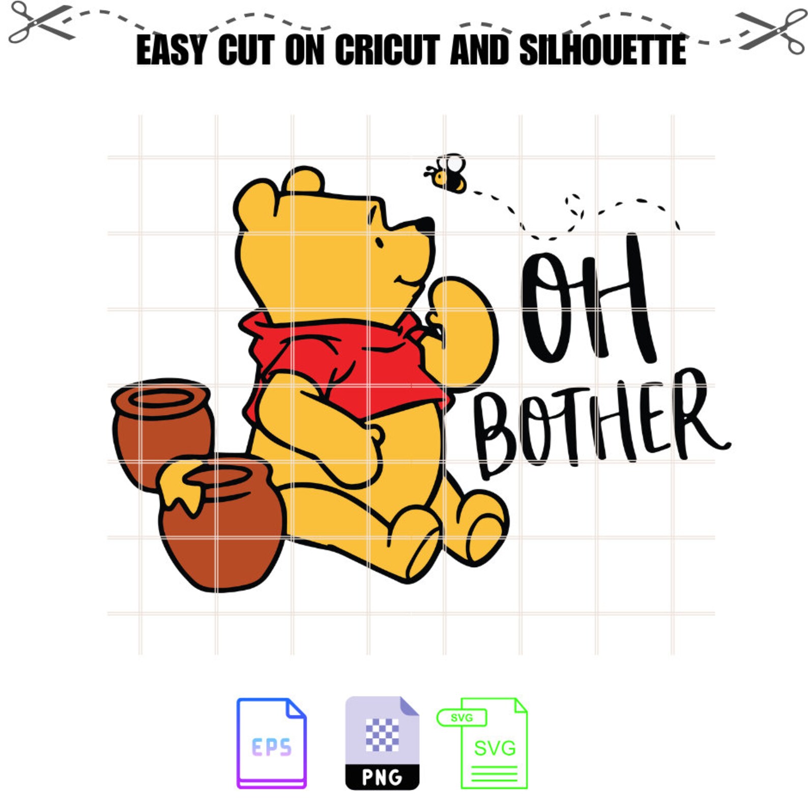 Oh Bother the Winnie Pooh Svg File, Silhouette Vector SVG PNG DXF Cut ...