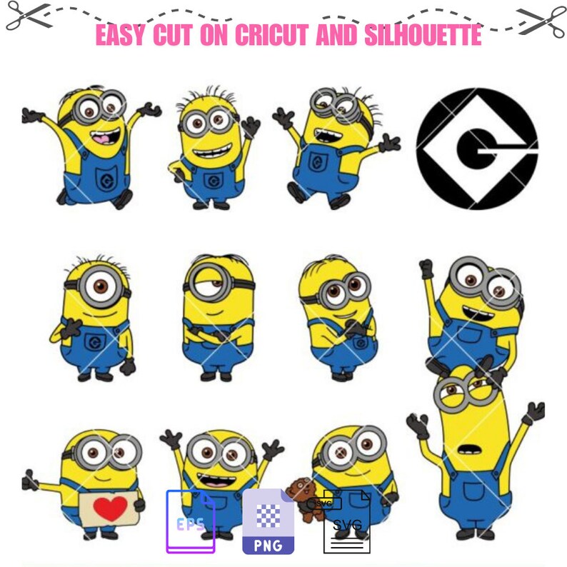 Minions Bundle Svg, Gru G Logo Svg, Despicable Me Svg,kawaii Svg ...