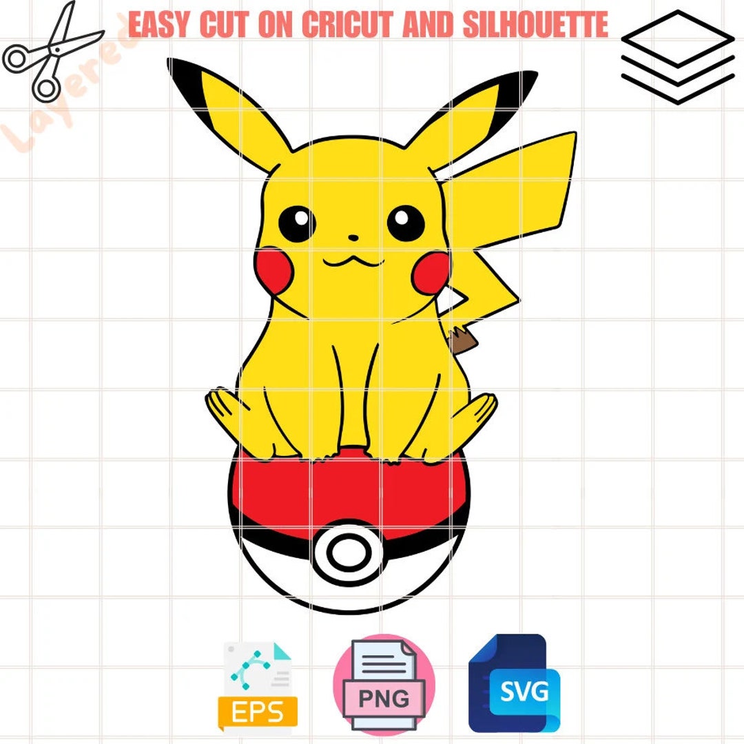 Pikachu SVG, Pokemon Svg, High Quality Layered Files, Svg Files for ...