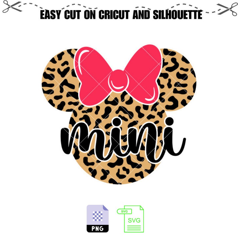 Mini Leopard Minnie Head Svg, Minnie Svg, Kawaii Svg, Cricut ...