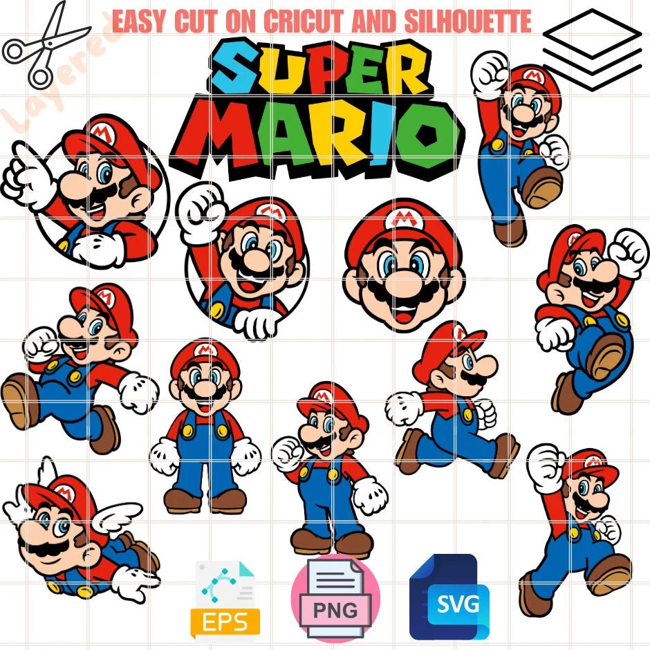 Super Mario Bundle Svg, Mario Characters Svg, Super Mario Svg, Mario ...