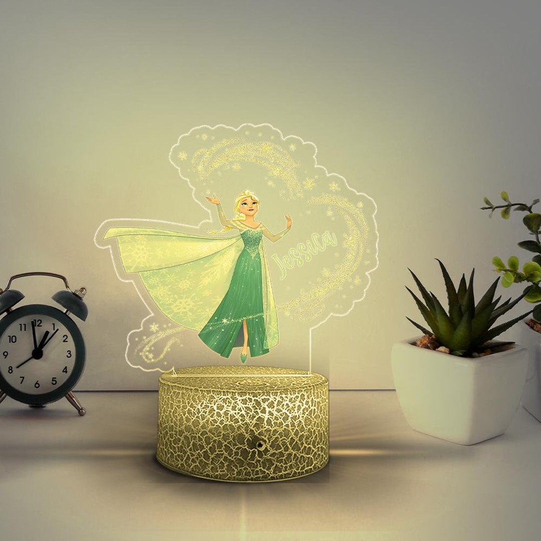 Personalized Disney Princess Birthday Night Light, Custom Name Elsa ...