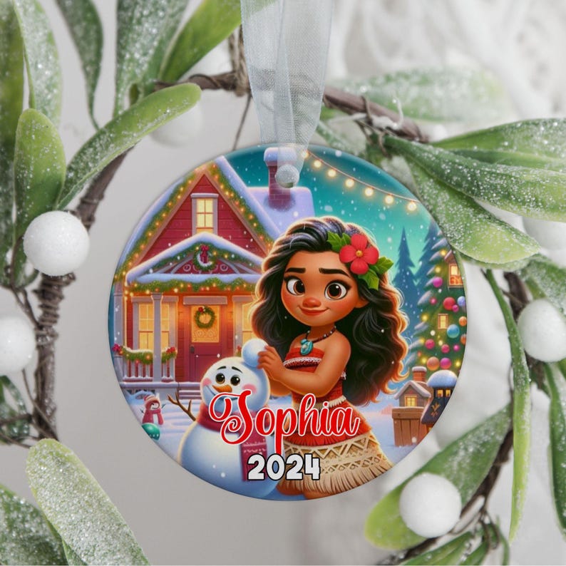 Custom Name Moana Ornament, Moana Cartoon Ceramic Glass Metal Ornament ...