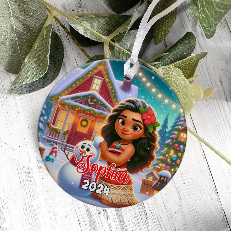Custom Name Moana Ornament, Moana Cartoon Ceramic Glass Metal Ornament ...