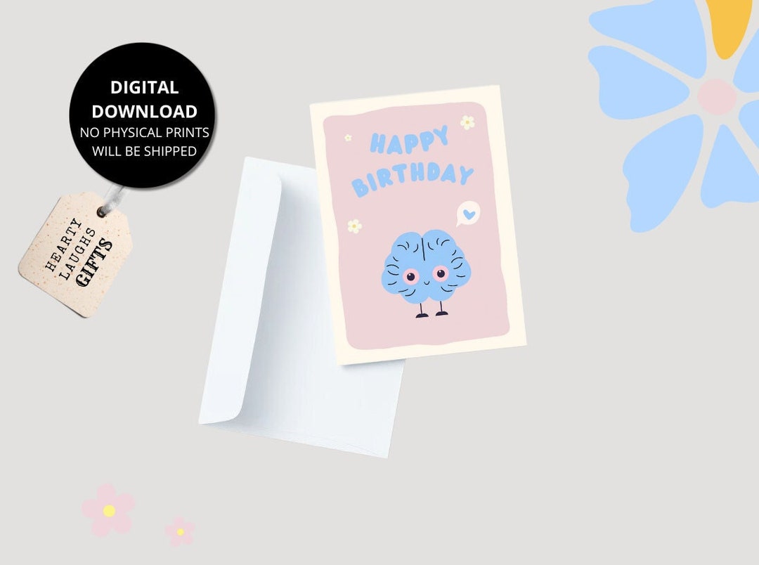 Funny Brain Birthday Card, Download, Greeting Card - Etsy