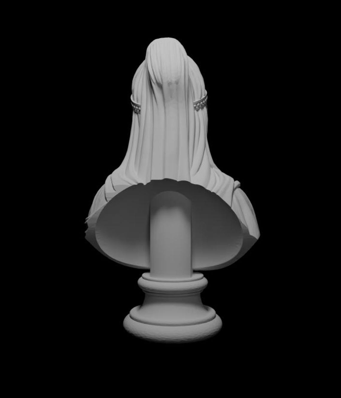 Bust of Veiled Lady, Drapery Bust, Decorative Statue, 3D Printed Home ...