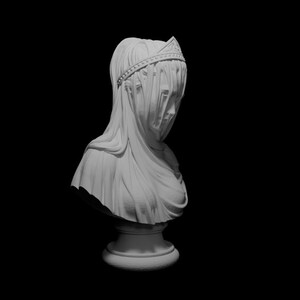 Bust of Veiled Lady, Drapery Bust, Decorative Statue, 3D Printed Home ...