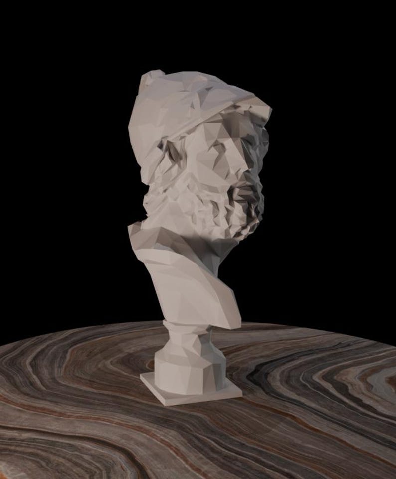 Bust of Menelaus Low Poly, Flawlessly 3D Printed, Modern Minimalistic ...