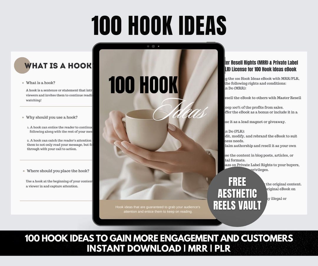100 Instagram Reels Hook Ideas: MRR/PLR Ebook + Faceless Videos ...