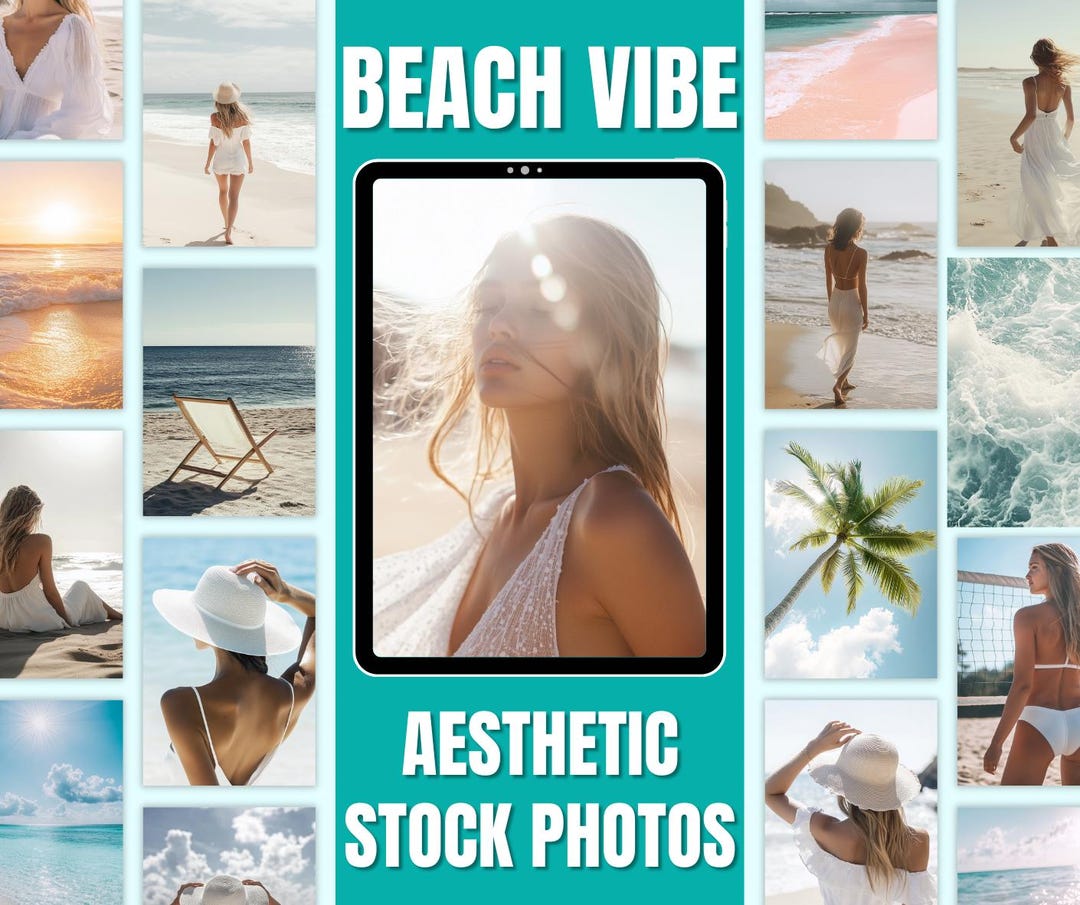 Summer Beach Vibes Stock Photo Bundle Beach Babe Stock Images Light Fresh Aesthetic Faceless ...