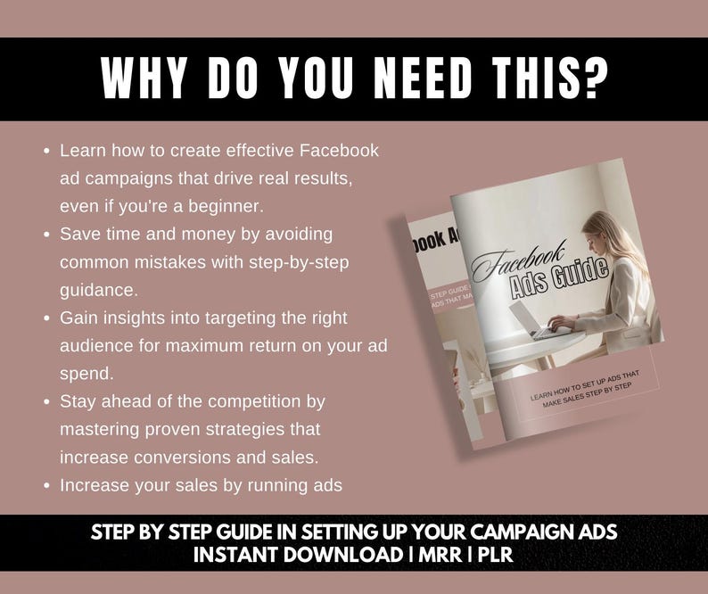 Facebook Ads Guide Ebook: Beginner to Expert (PLR & MRR) - Etsy