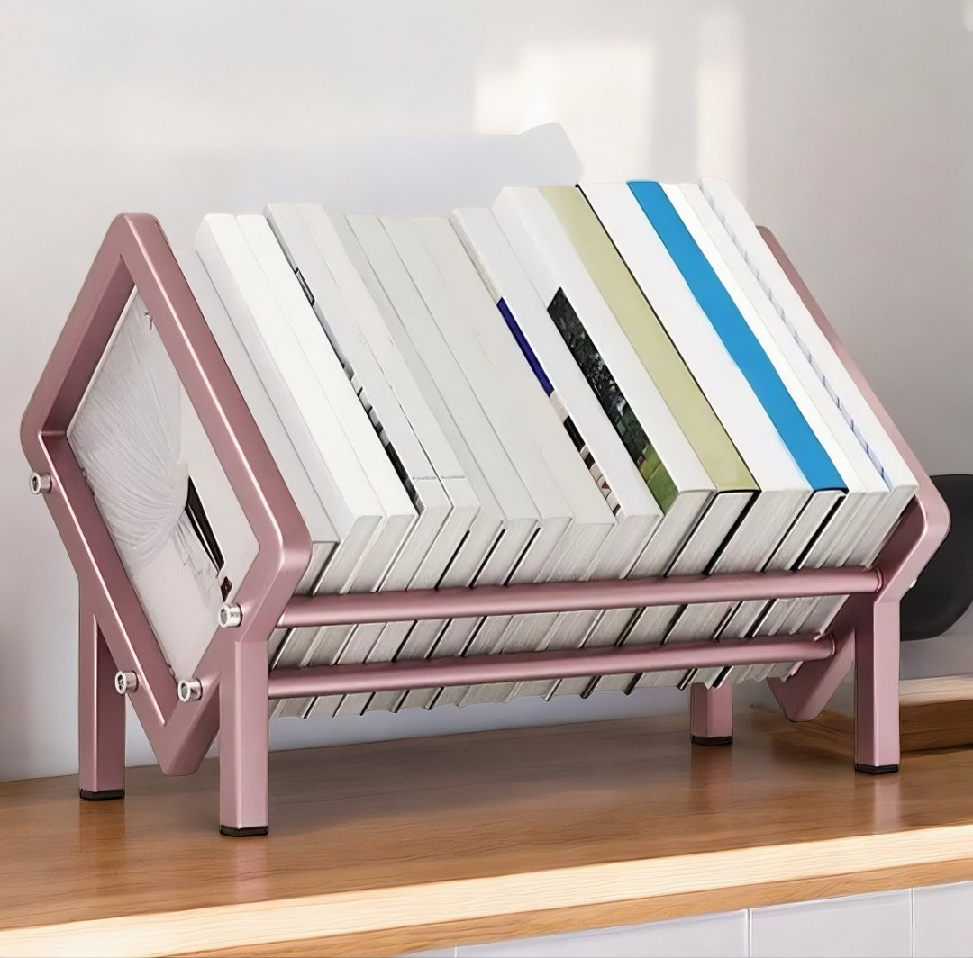 Book Rack, Book Organizer, Office Desk Supplies, Steel Book Shelf ...