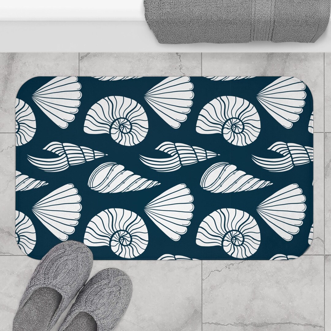 Nautical Shell Bath Mat - Coastal Home Decor, Bathroom Accessories ...