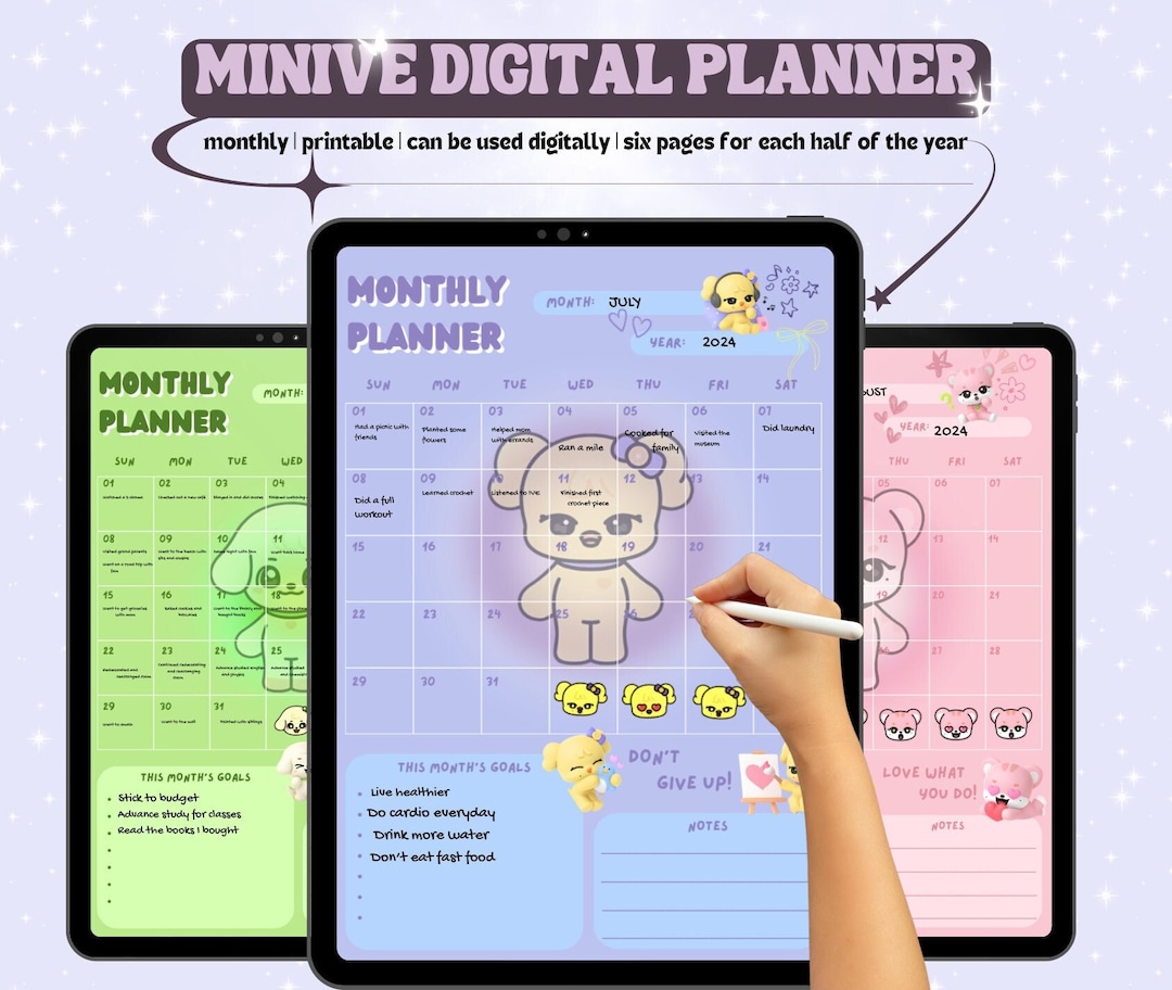 MINIVE Kpop Printable Monthly Digital Planner - Etsy