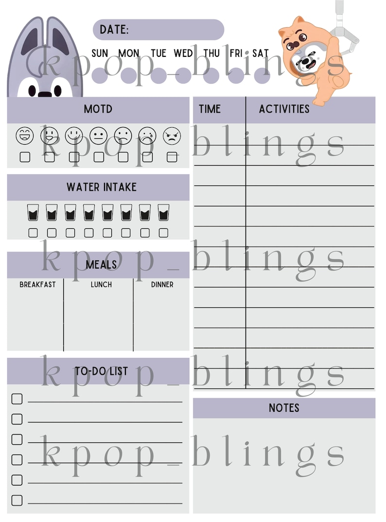 Stray Kids SKZOO Kpop Daily Digital Planner (PRINTABLE!) - Etsy