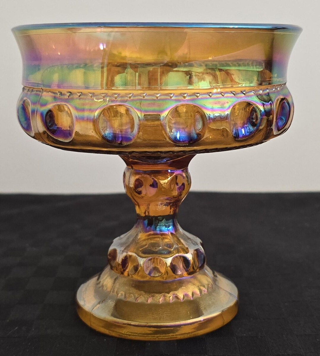 Vintage Indiana Marigold Iridescent Carnival Kings Crown Glass Dish - Etsy