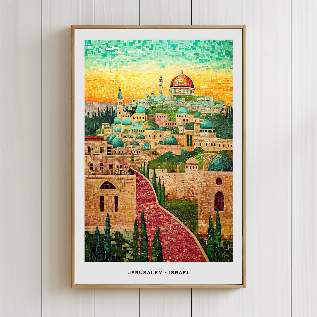 Jerusalem Mosaic Print, Jerusalem Mosaic Wall Art, Jerusalem Mosaic ...