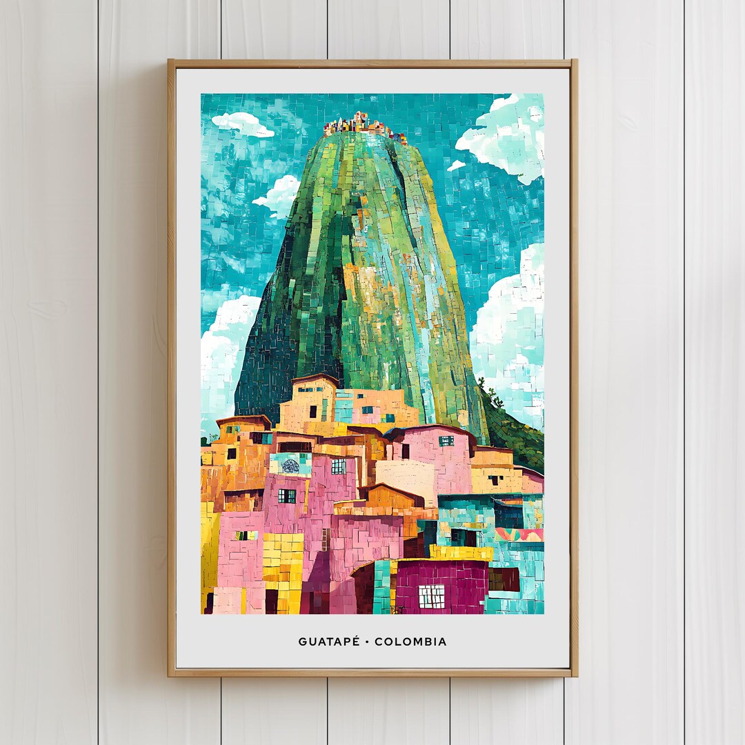 Guatapé Mosaic Print, Guatapé Mosaic Wall Art, Guatapé Mosaic Poster ...
