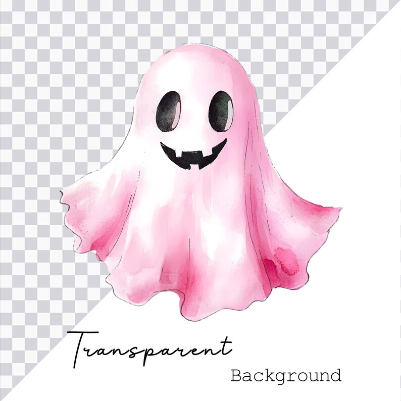 Pink Halloween Watercolor Clipart | 45 PNG Files | Cute Ghosts, Skulls ...