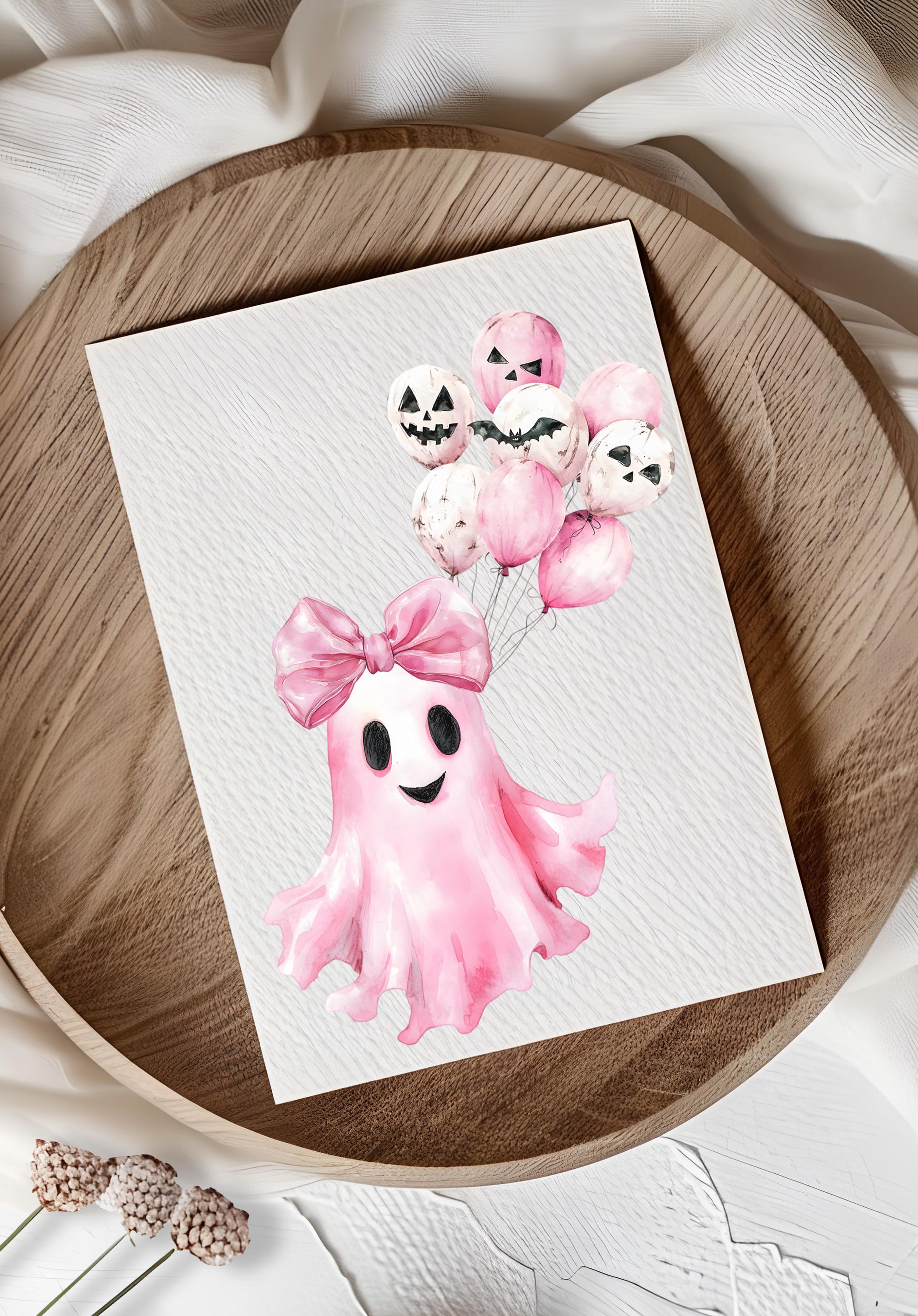 Pink Halloween Watercolor Clipart | 45 PNG Files | Cute Ghosts, Skulls ...