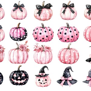 Pink Halloween Watercolor Clipart Bundle | 93 PNG Files | Cats ...