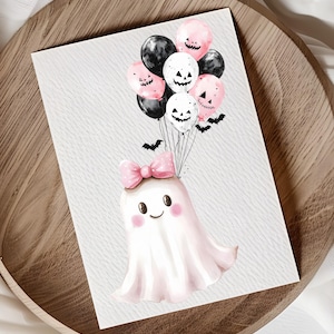 Pink Halloween Watercolor Clipart Bundle | 93 PNG Files | Cute Ghosts ...