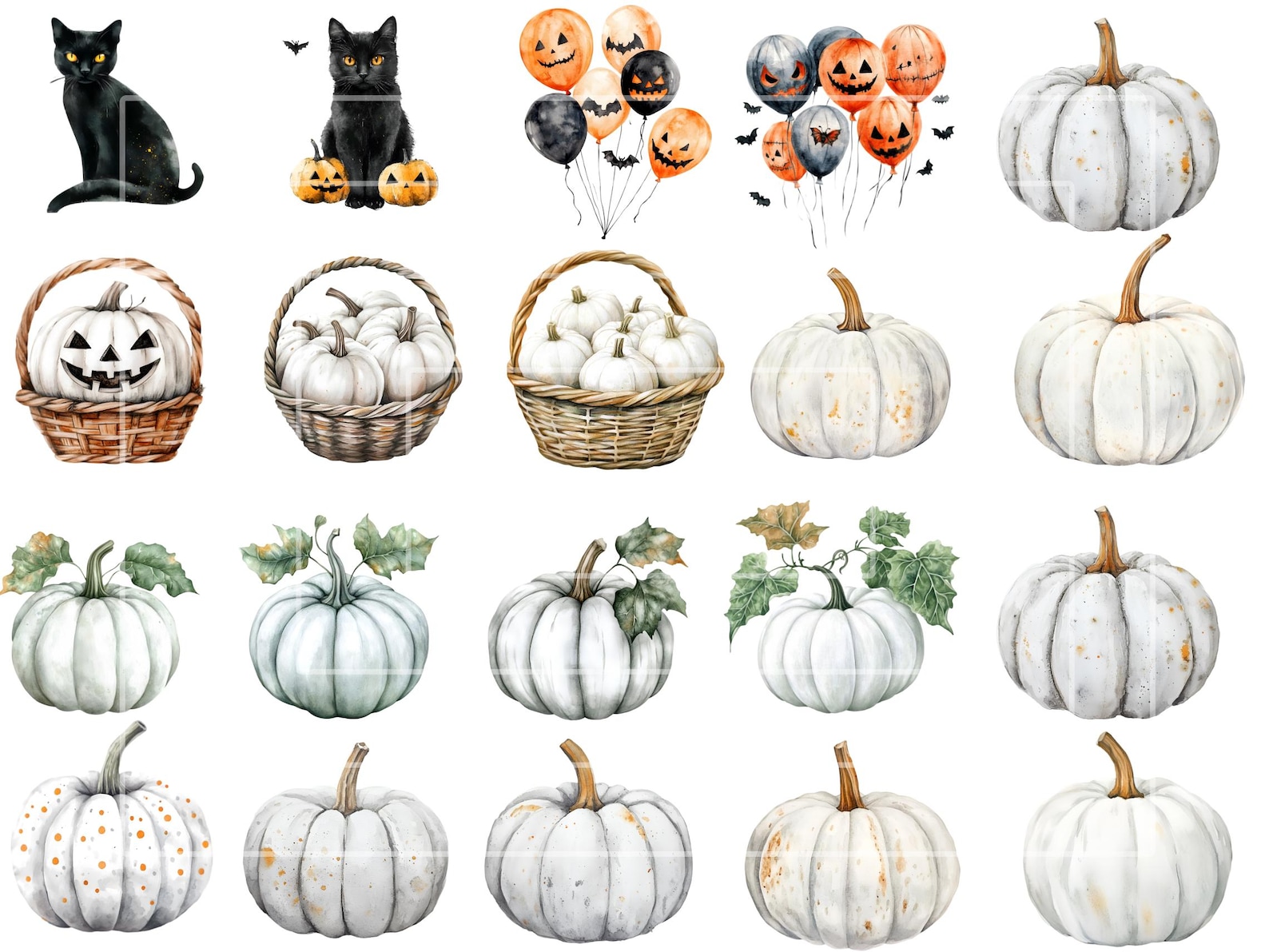 Spooky Halloween Ghost Watercolor Clipart Bundle | 56 PNG Files | Cute ...