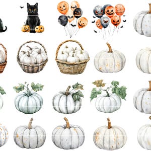Spooky Halloween Ghost Watercolor Clipart Bundle | 56 PNG Files | Cute ...