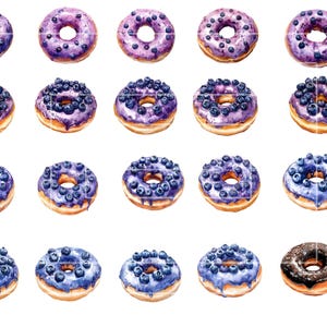 Watercolor Donut Clipart Set | 111 PNG Donut Graphics | Sweet Dessert ...