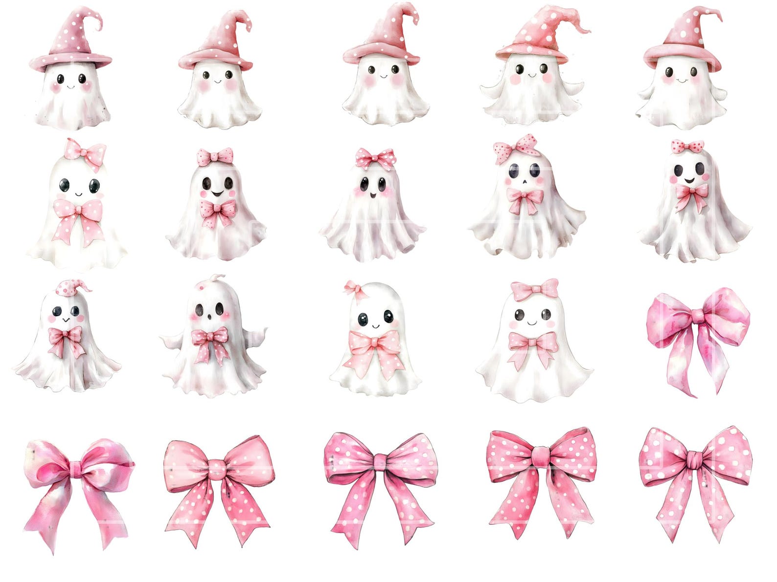 Pink Halloween Watercolor Clipart Bundle | 93 PNG Files | Cats ...