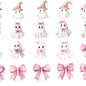 Pink Halloween Watercolor Clipart Bundle | 93 PNG Files | Cats ...