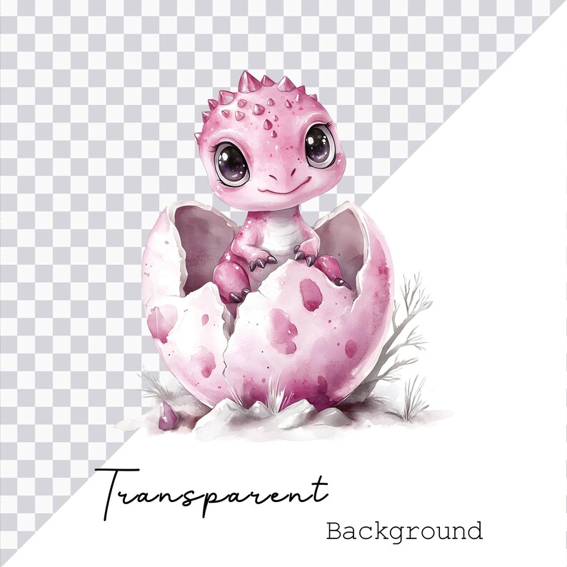 Dino Girls Watercolor Clipart |46 Pink Dinosaur PNG Files | Digital ...