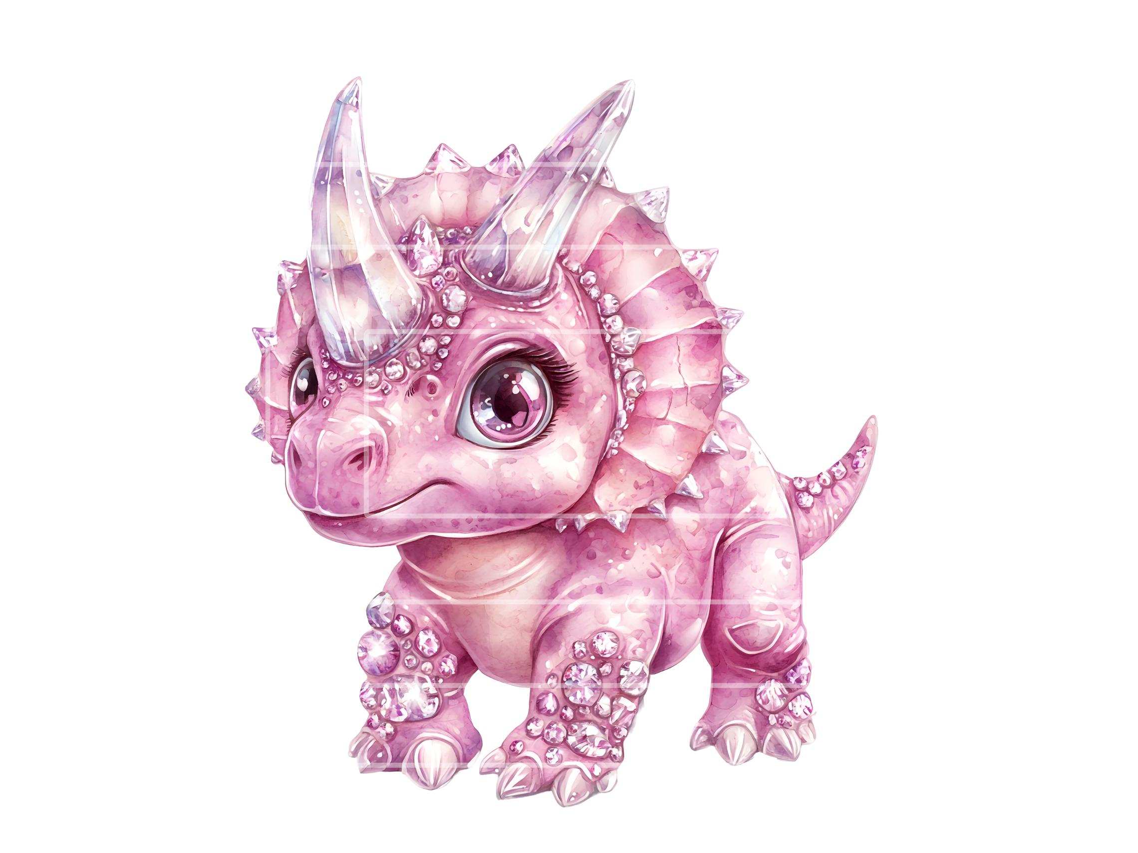 Dino Girls Watercolor Clipart |46 Pink Dinosaur PNG Files | Digital ...