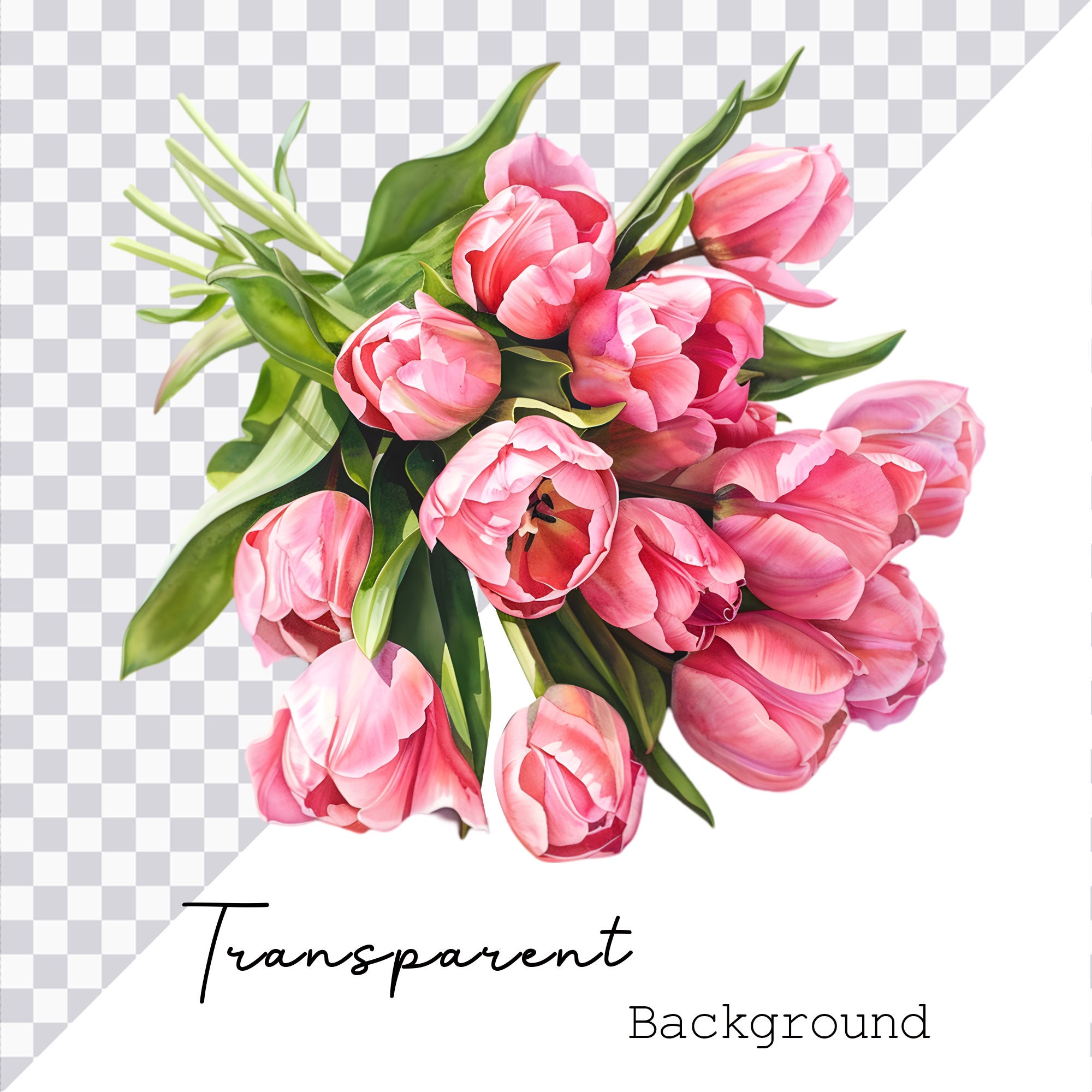 Pink Tulip Watercolor Clipart Set | 88 PNG Files | Floral Clipart for ...