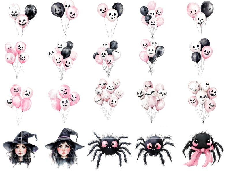 Cute Halloween Ghost Clipart Set - Pink Watercolor Ghosts, Spooky ...