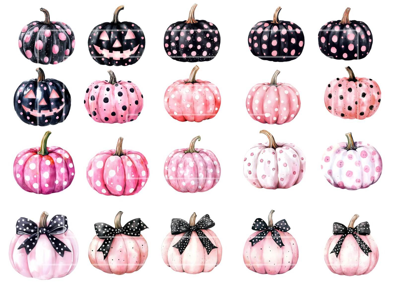 Pink Halloween Watercolor Clipart Bundle | 93 PNG Files | Cute Ghosts ...