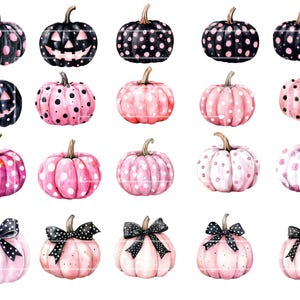 Pink Halloween Watercolor Clipart Bundle | 93 PNG Files | Cute Ghosts ...
