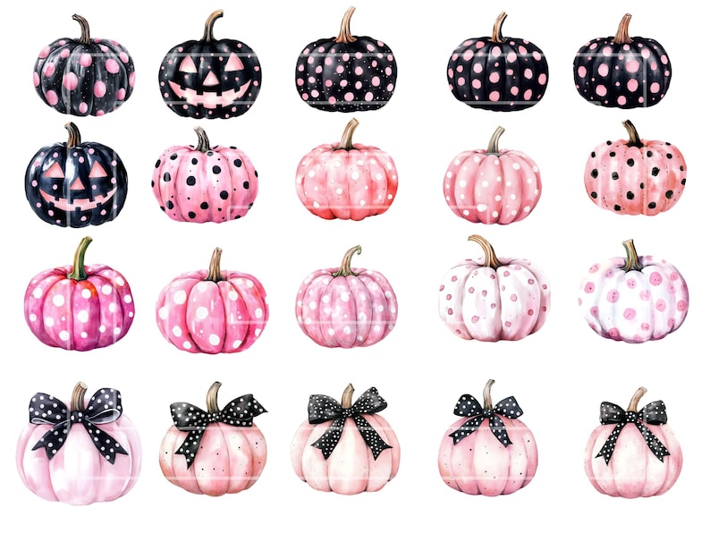 Pink Halloween Watercolor Clipart Bundle | 93 PNG Files | Cute Ghosts ...
