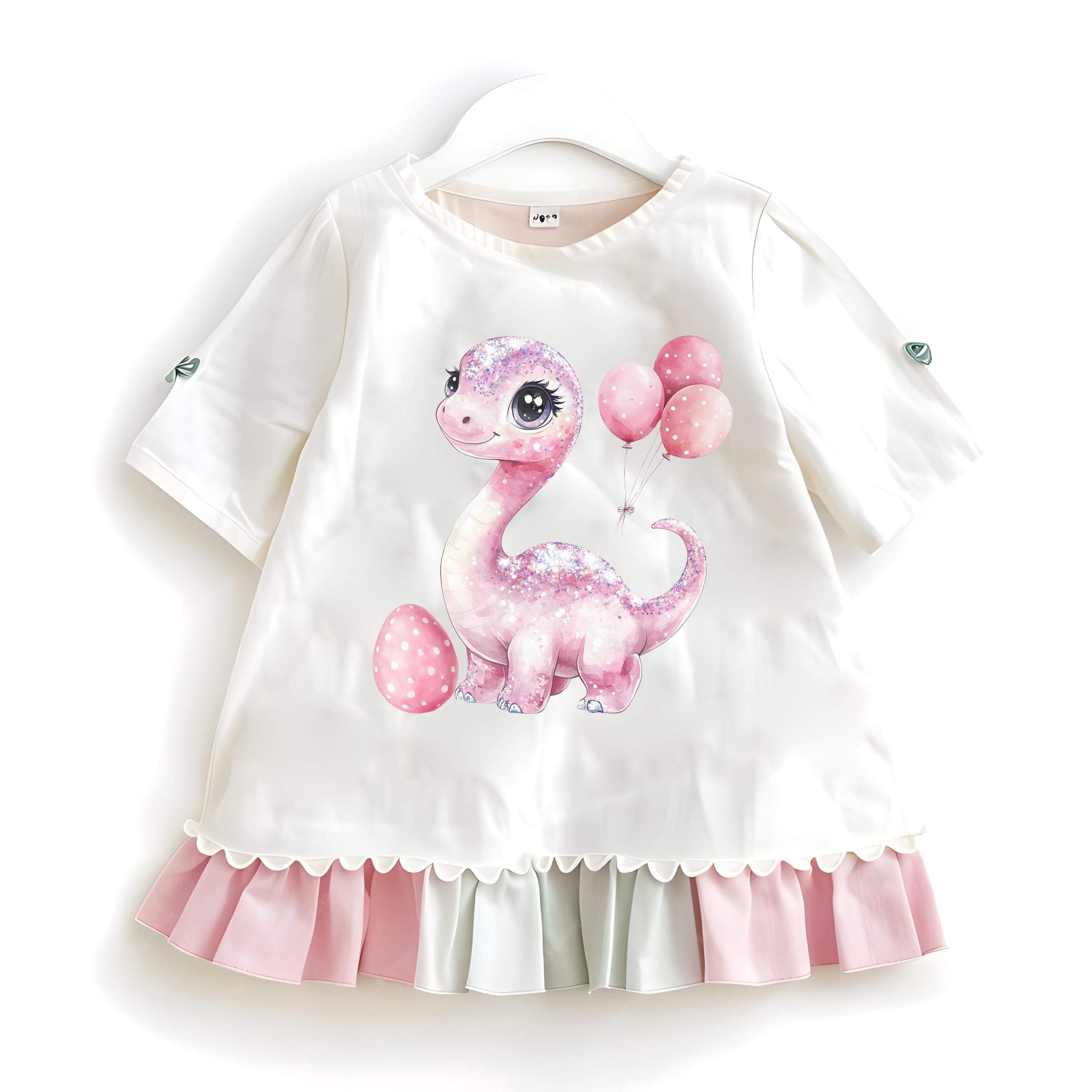 Dino Girls Watercolor Clipart |46 Pink Dinosaur PNG Files | Digital ...